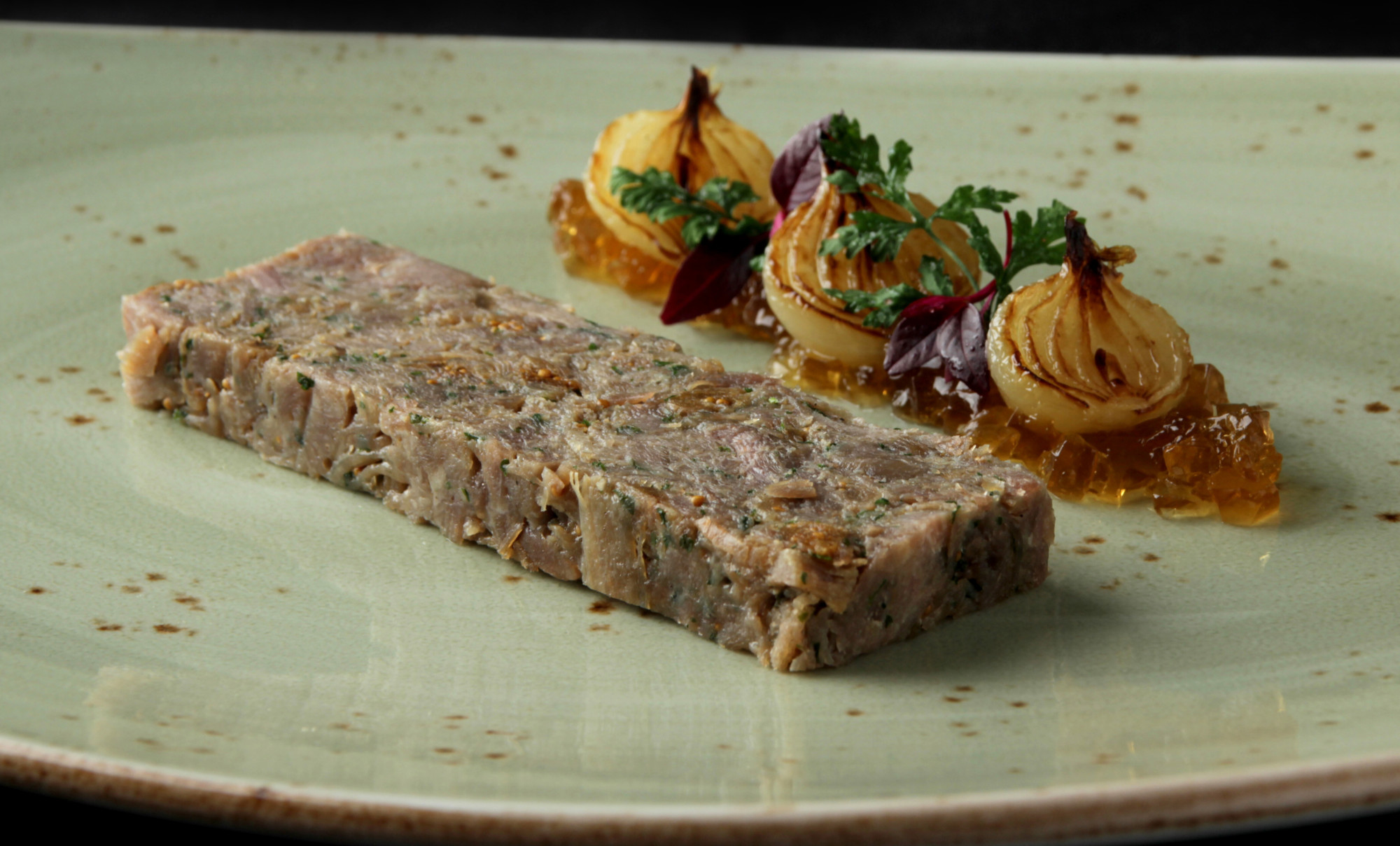 Duck & Fig Terrine Madeira Jelly Confit Baby Onions - Little & Cull